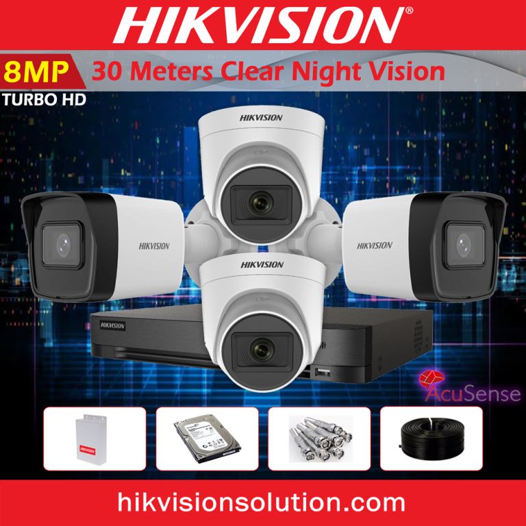 Hikvision 8MP 4K Turbo HD 4 Security Camera with 8MP Recording DVR DIY KIT